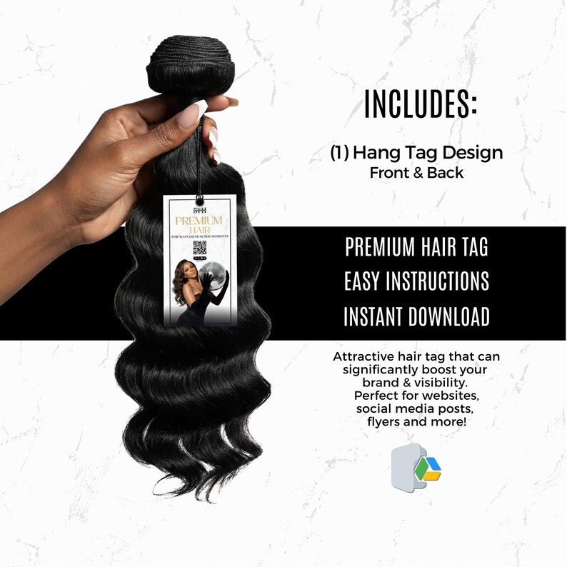 Editable Hair Tag Template, Hair Extension Packaging (canva Download - Etsy