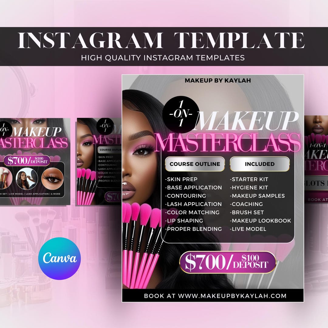 3 Makeup Masterclass Flyer, Makeup Course Flyer, Masterclass Template ...