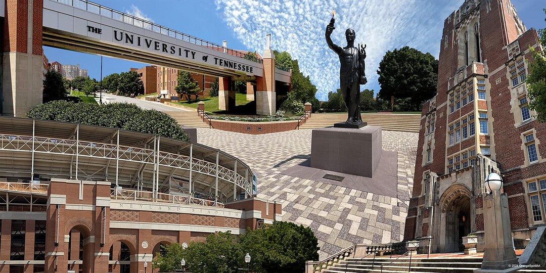 University of Tenn Panorama of Iconic Structures, UT Building, UT Ayers ...