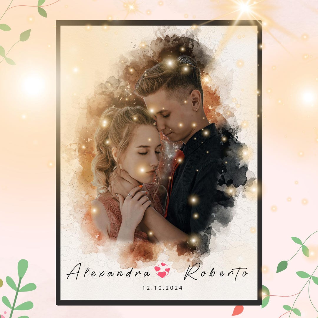 Personalized Couple Portrait Custom Hand-drawn Illustration Unique ...