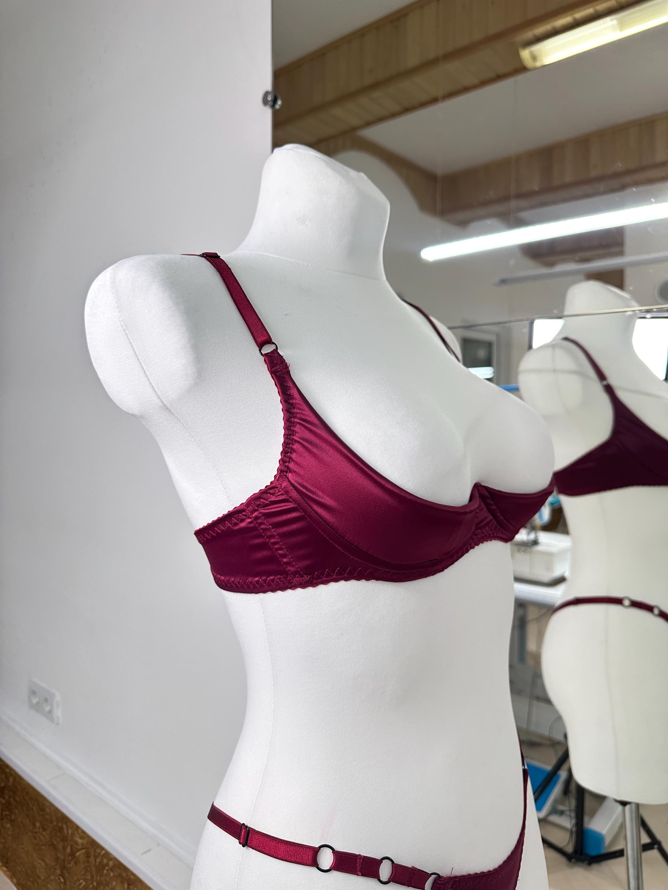 Satin Shelf Bra Open Quarter Cup for Large Bust, Cupless Bra Extreme 1/4 Cup - Half Cup Bra Plus ...