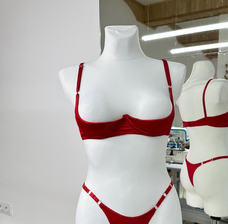 Satin Shelf Bra Open Quarter Cup for Large Bust, Cupless Bra Extreme 1/4 Cup - Half Cup Bra Plus ...