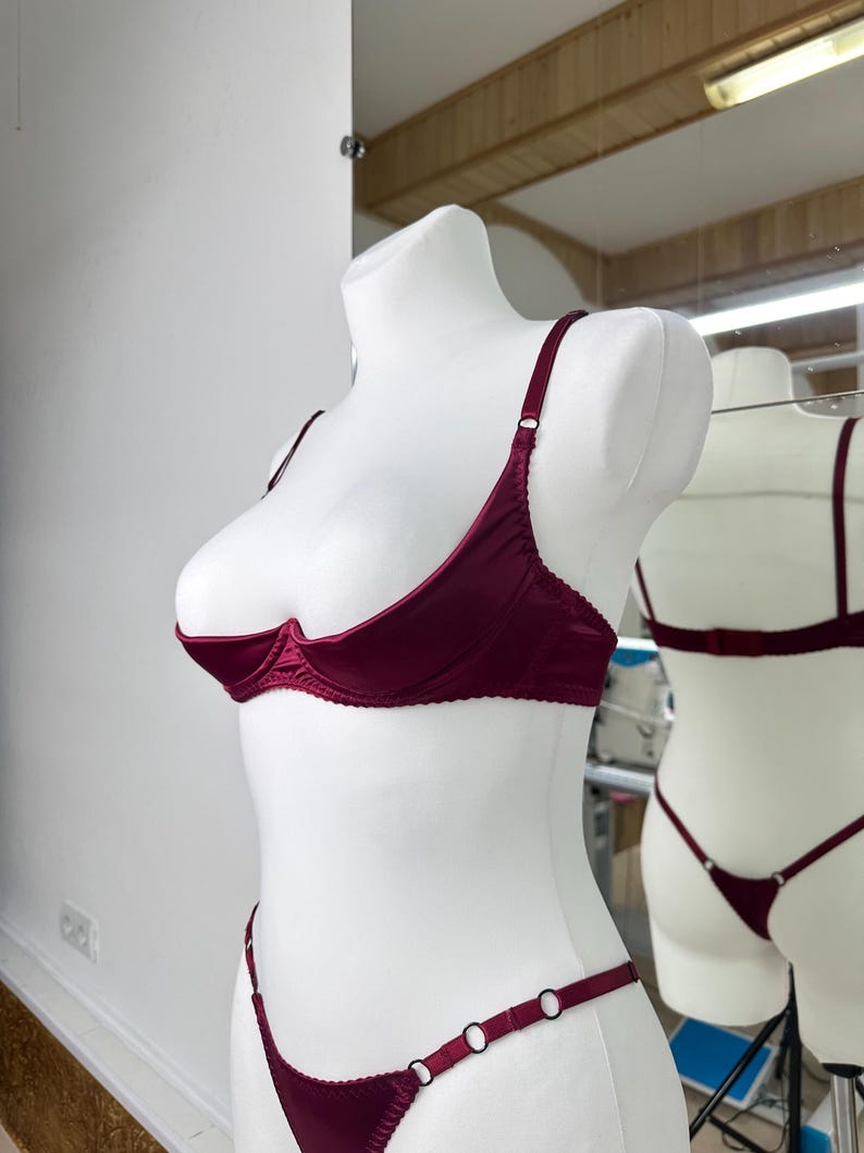 Satin Shelf Bra Open Quarter Cup for Large Bust, Cupless Bra Extreme 1/4 Cup - Half Cup Bra Plus ...