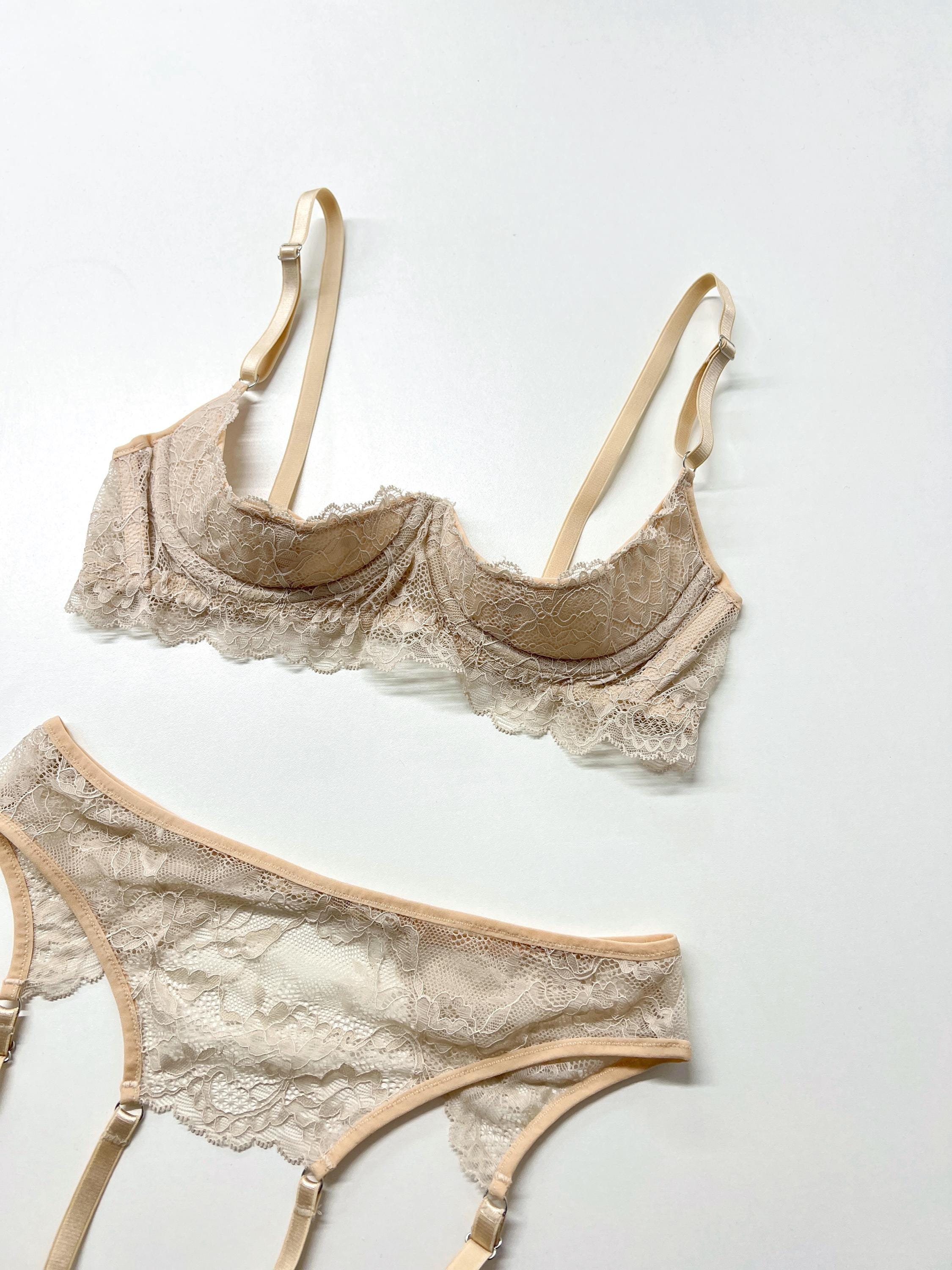 Lace Open Cupless Lingerie, Half Cup Shelf Bra and Crotchless Bikini - Etsy