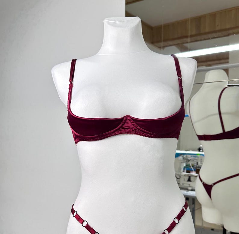 Satin Shelf Bra Open Quarter Cup for Large Bust, Cupless Bra Extreme 1/4 Cup - Half Cup Bra Plus ...