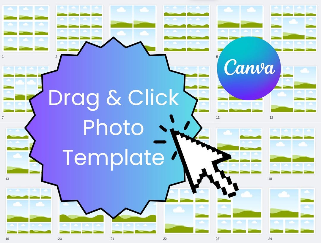 Customizable Square Photo Collage Template (24 Collages) - Etsy
