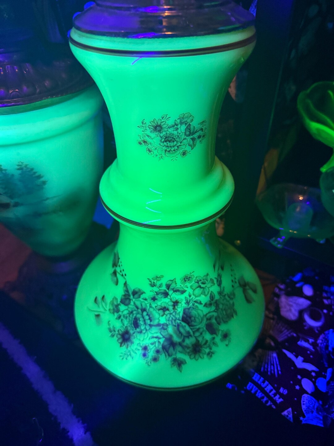 Beautiful Uranium Glass Lamp - Etsy