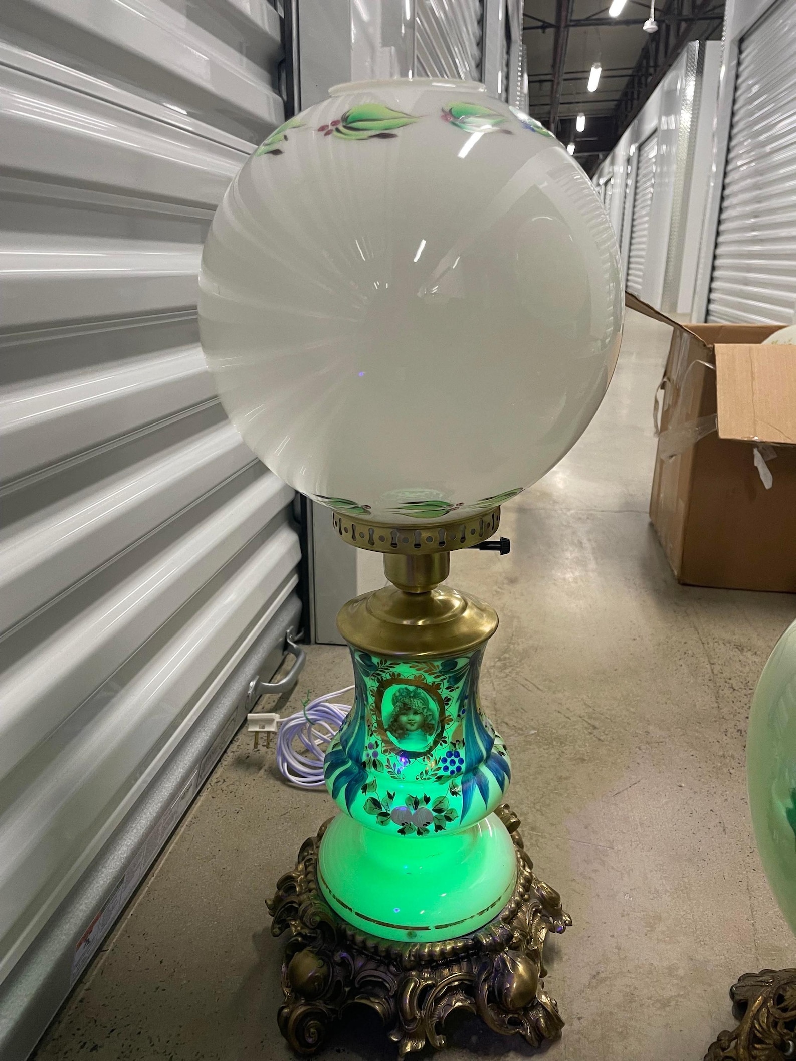 Victorian Uranium Glass Lamp - Etsy