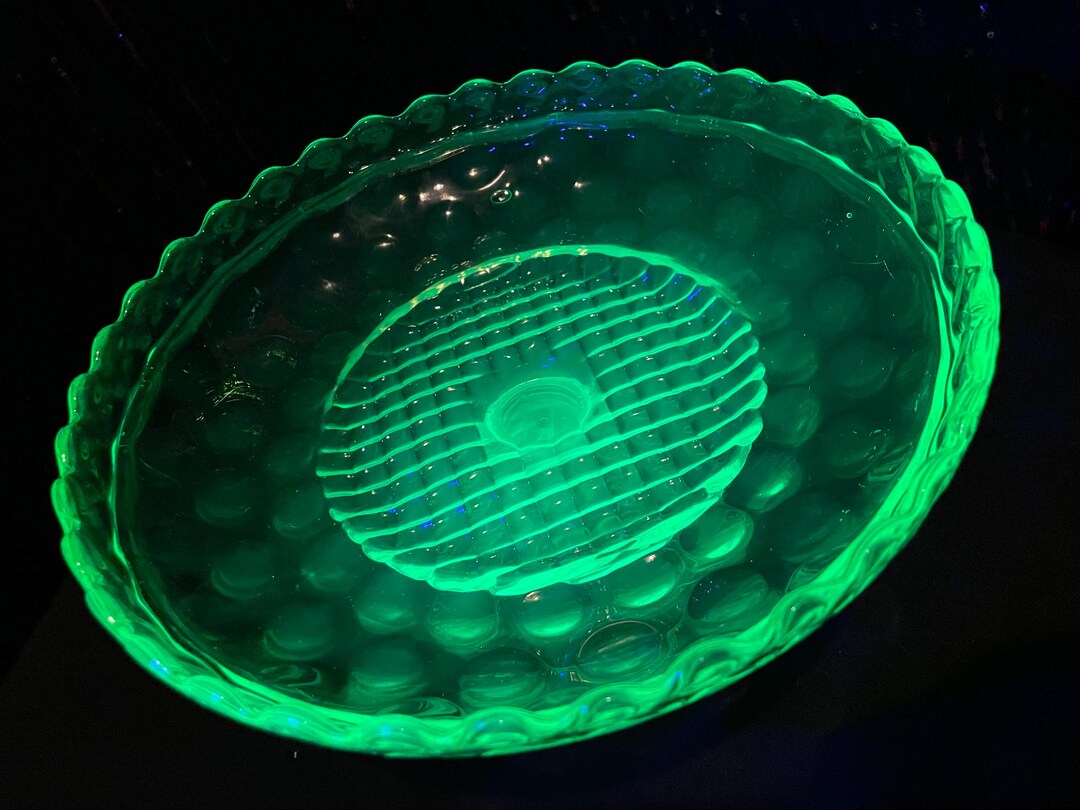 Crown Crystal Uranium Glass Compote - Etsy