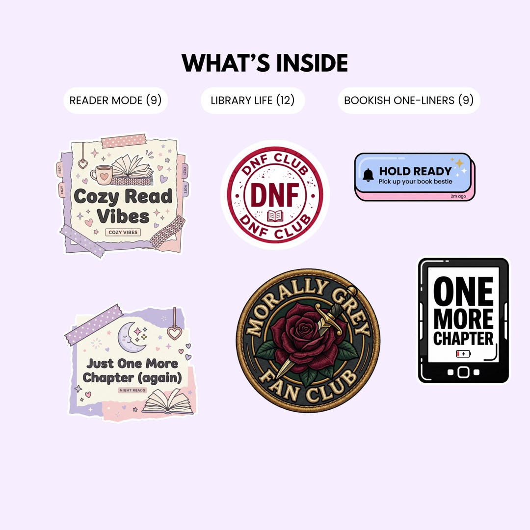 Booktok Sticker Bundle | Cozy Reader, Library Life (30-pack, Laminated ...