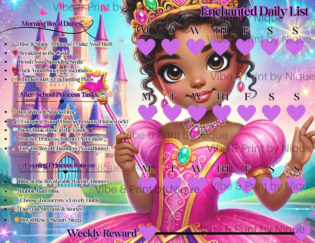 Printable Princess Chore Chart for Girls – Digital Download – Kids ...