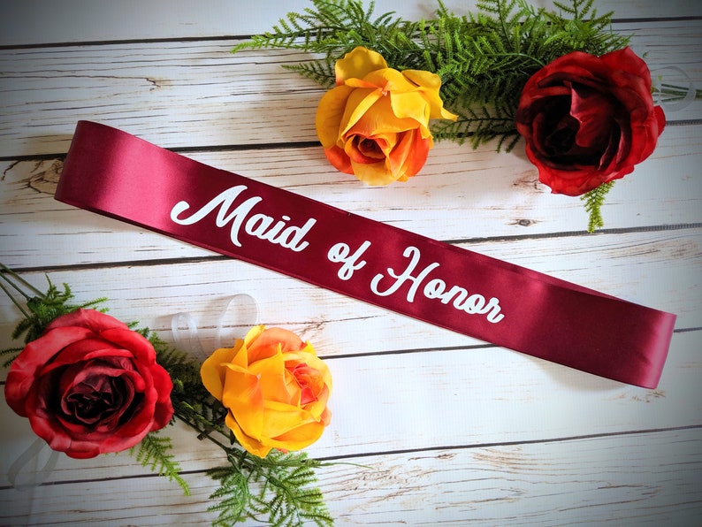 Custom Maid of Honor Sash. Your Phase Here. Maroon Sash - Etsy