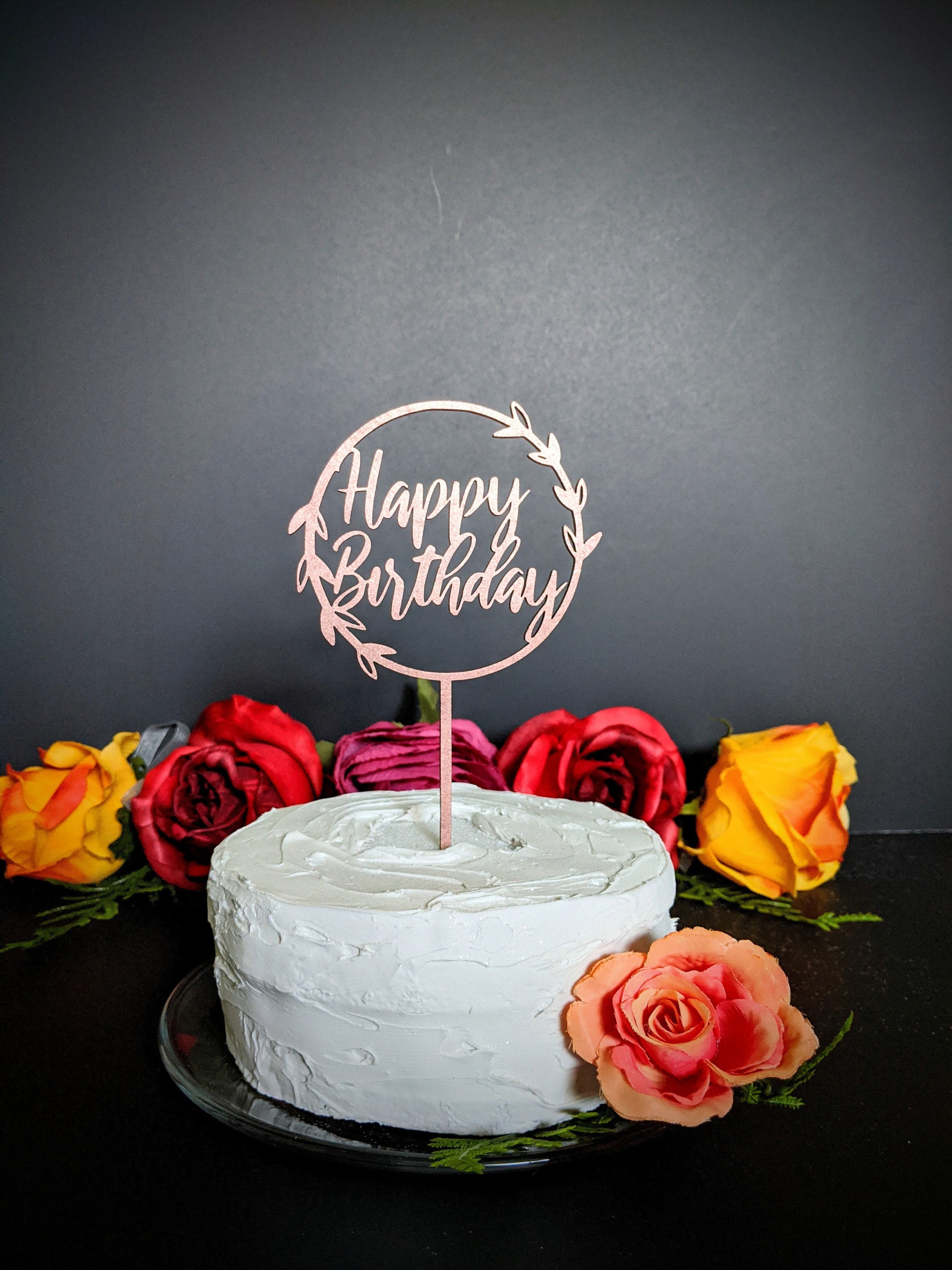 Happy Birthday Day wooden cake topper gold cake topper | Etsy