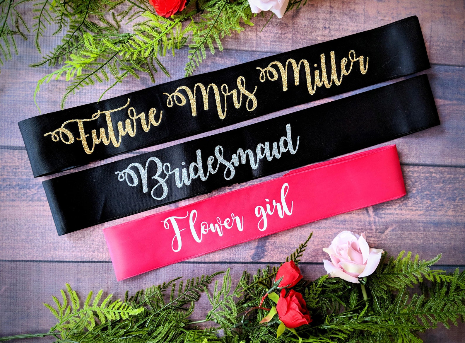 Set of 7 Bachelorette Party Sashes Bridal Shower 11 Fonts to - Etsy
