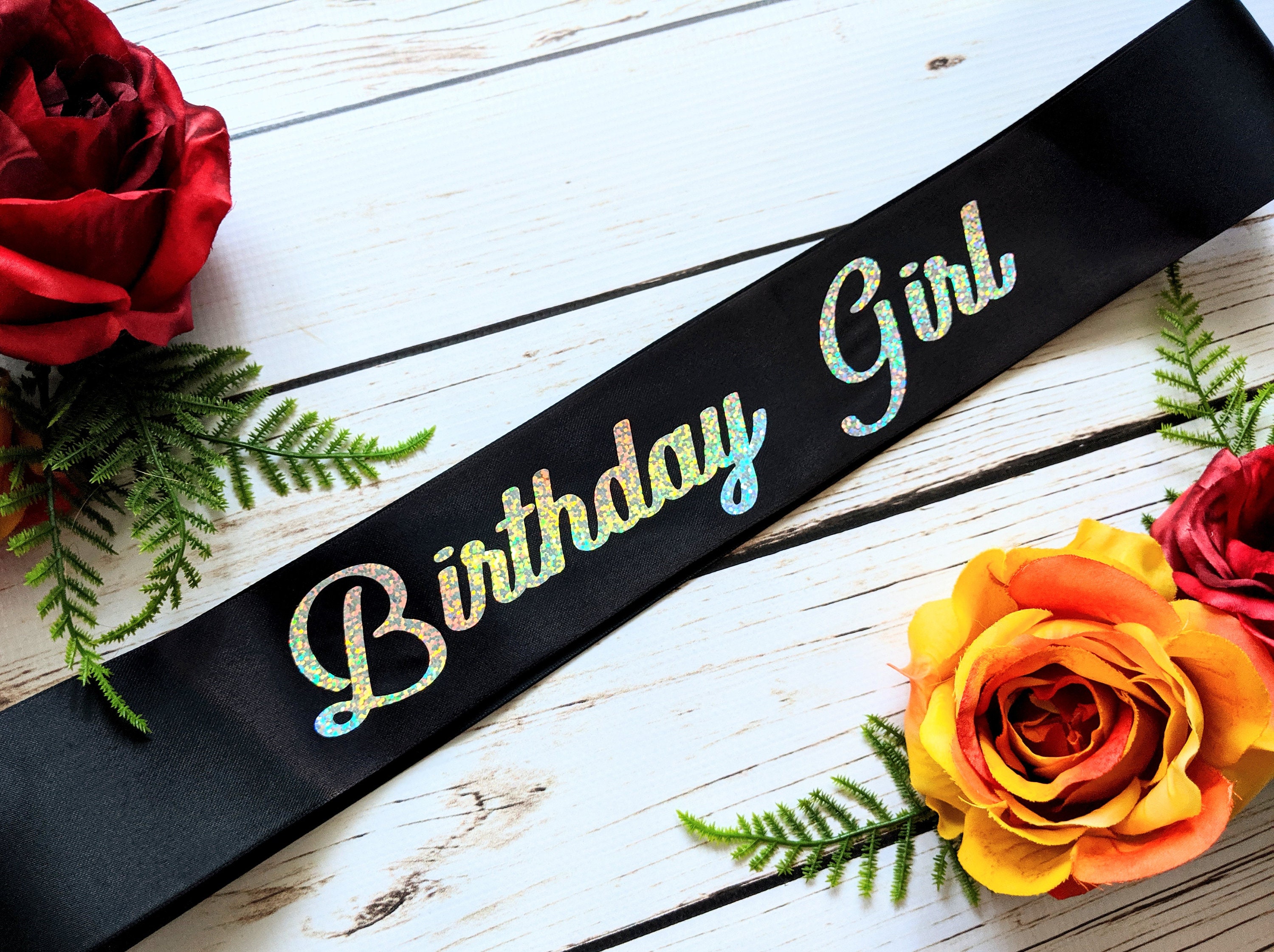 Birthday Girl Holographic Sash. Sashes 11 Fonts to Choose | Etsy