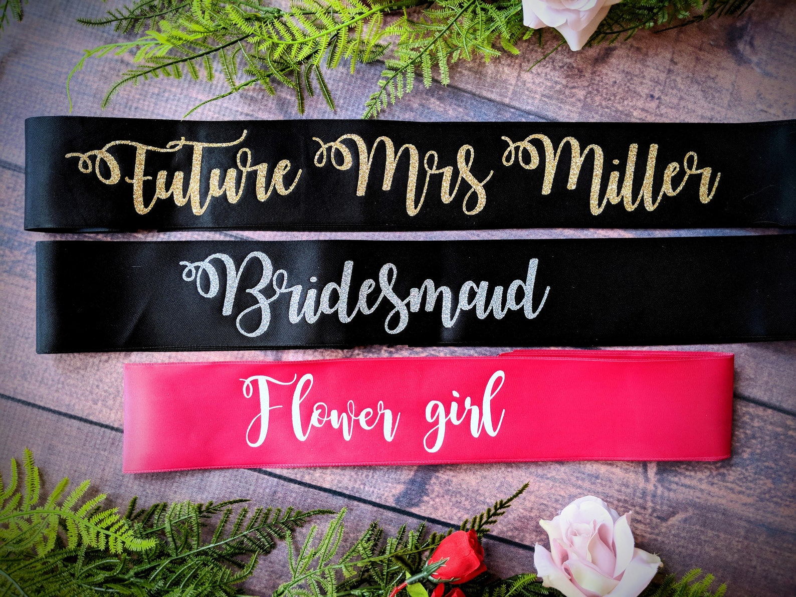 Set of 7 Bachelorette Party Sashes Bridal Shower 11 Fonts to - Etsy