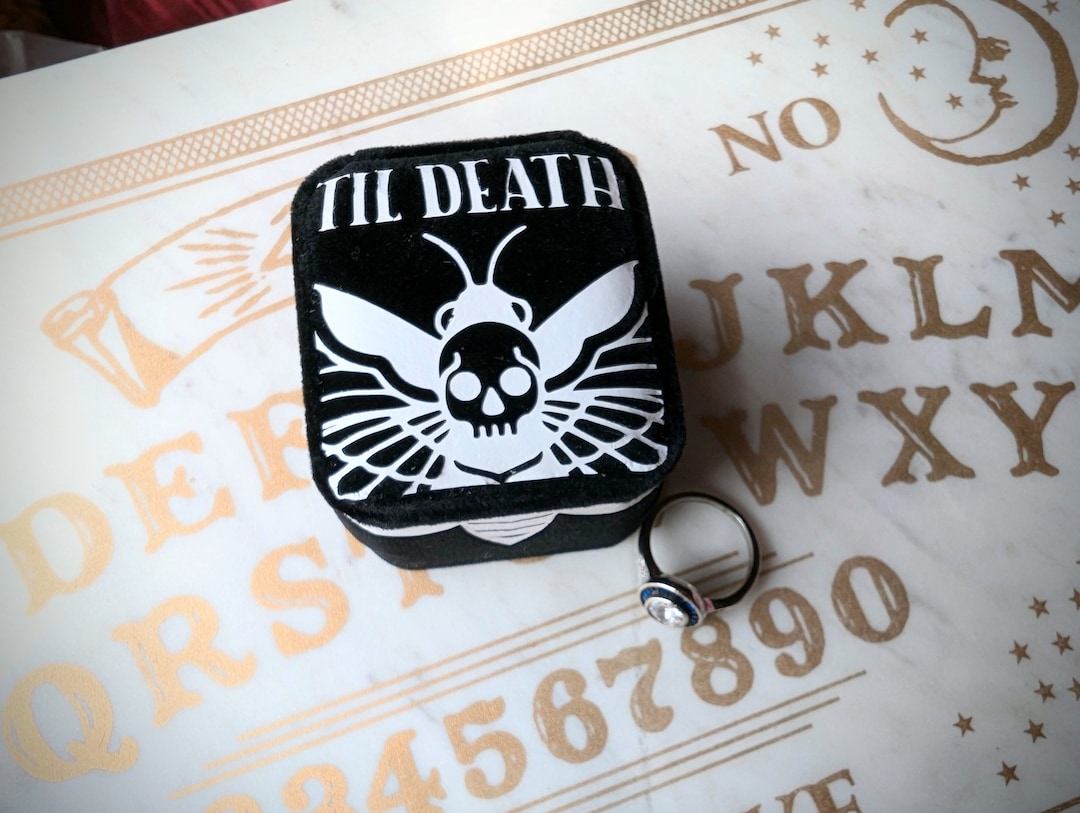 Till Death Black Velvet Traditional Ring Box. Wedding and Engagement ...