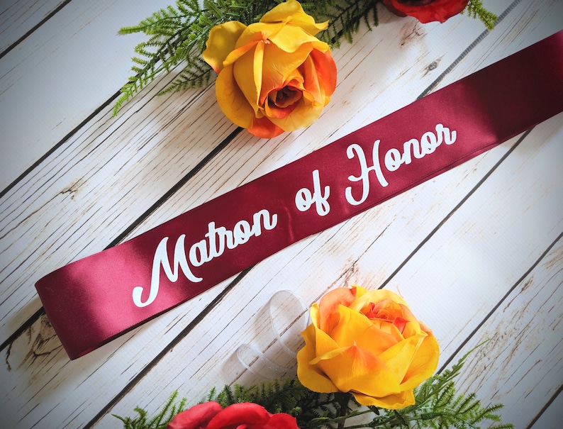 Custom Matron of Honor Sash. Your Phase Here. Maroon Sash - Etsy