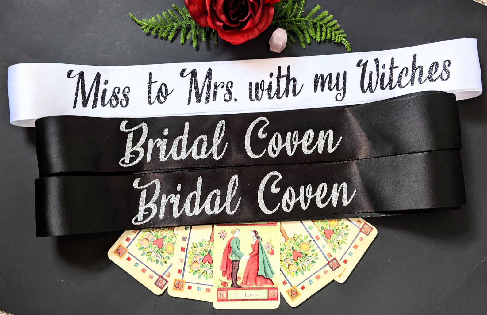 Miss to Mrs With My Witches Set of Bachelorette Party Sashes 2-20 Sash ...