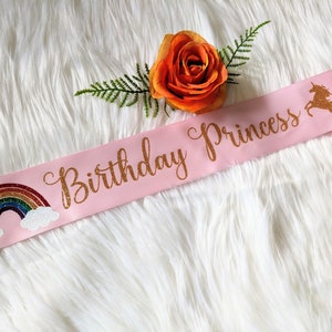 Unicorn Birthday Party Sash. Princess Sashes. Birthday Gift, All Ages ...