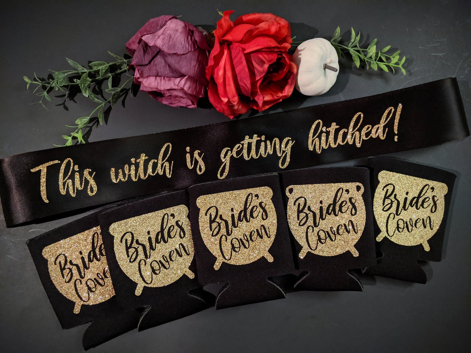 This Witch is Getting Hitched Sash and Bride's Coven Can Coolers Set ...