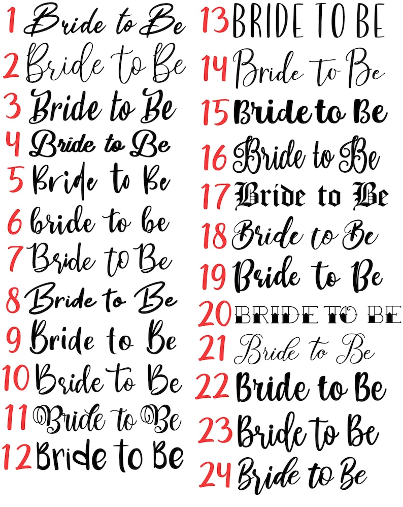 Set of 9 Bachelorette Party Sashes Bridal Shower 11 Fonts to - Etsy