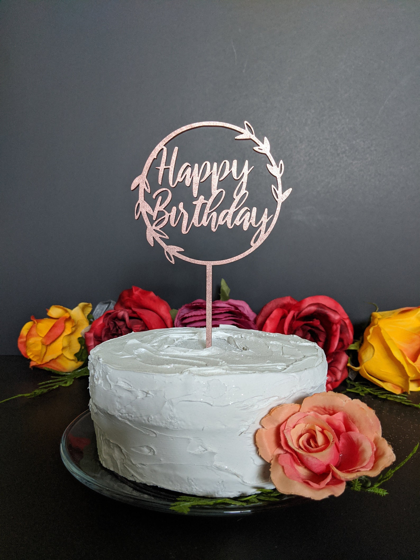 Happy Birthday Day Wooden Cake Topper Gold Cake Topper - Etsy