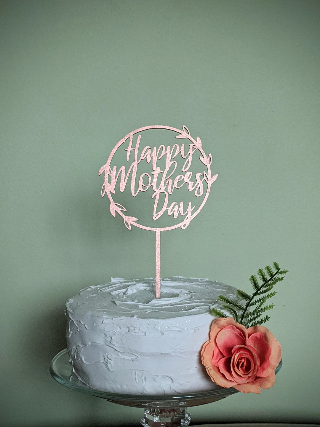 Happy Mother's Day Wooden Cake Topper Rose Gold Topper, Mother's Day ...