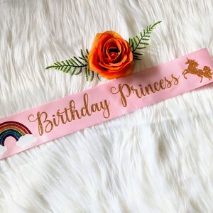 Unicorn Birthday Party Sash. Princess Sashes. Birthday Gift, All Ages ...