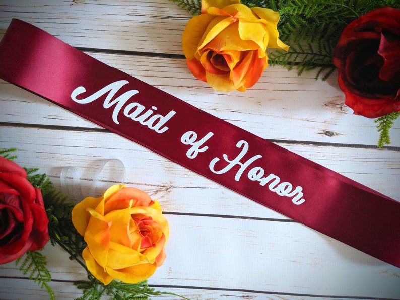 Custom Maid of Honor Sash. Your Phase Here. Maroon Sash - Etsy