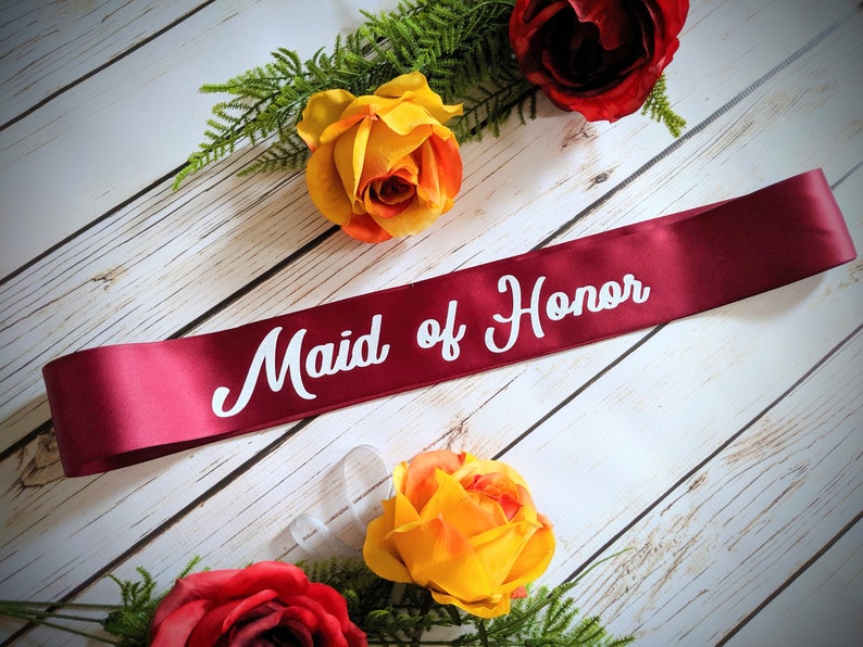 Custom Maid of Honor Sash. Your Phase Here. Maroon Sash - Etsy