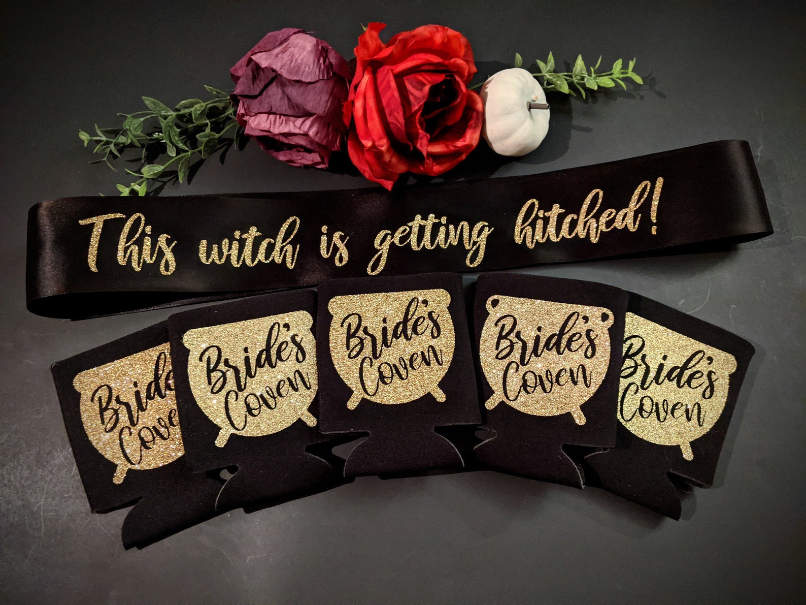 This Witch is Getting Hitched Sash and Bride's Coven Can Coolers Set ...