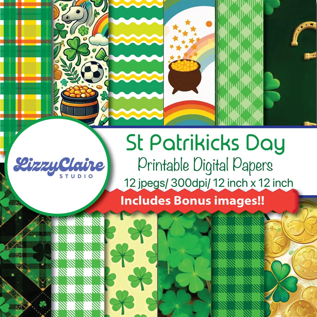 St Patricks Day Digital Paper Planners Invitations Decorations Party ...