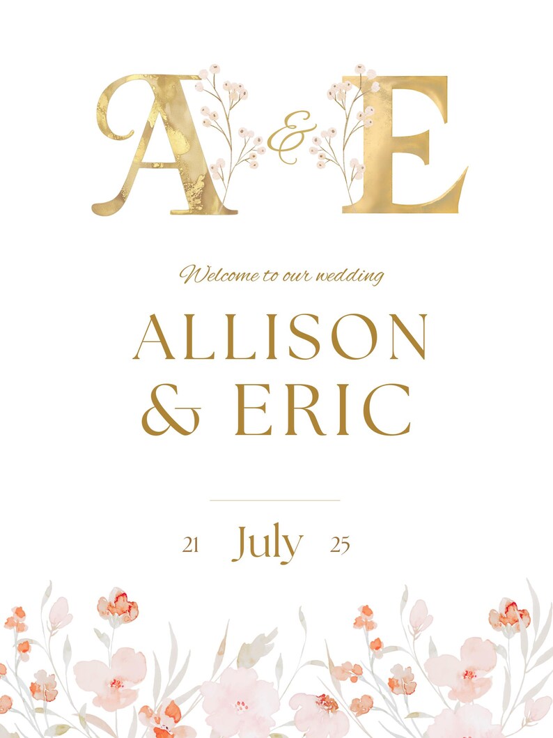 Rococo Wedding Welcome Sign Template: Gold Leaf, Elegant Decor (instant ...