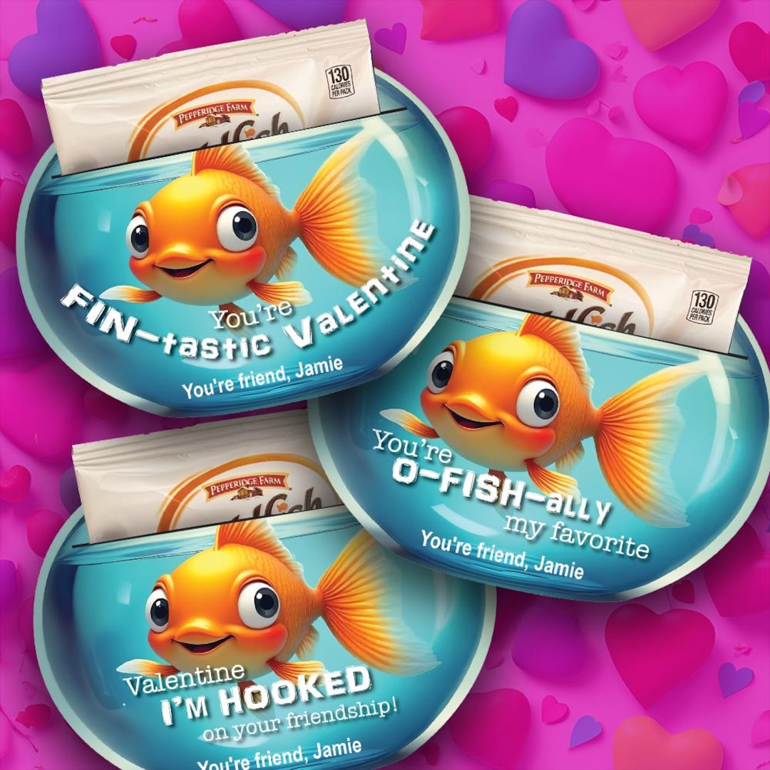 Customizable, Cute Goldfish Valentine Printable, Goldfish Crackers ...