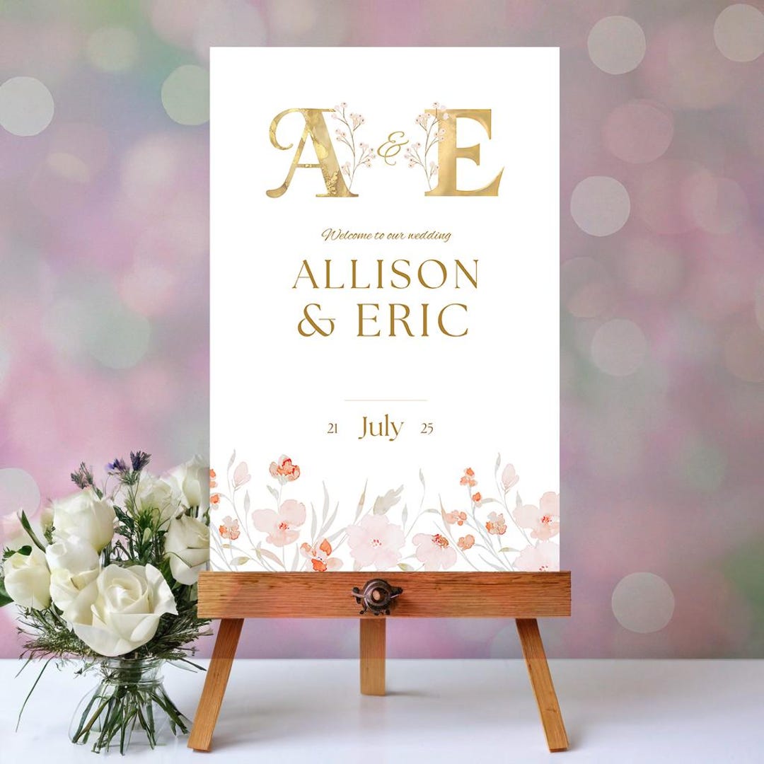 Rococo Wedding Welcome Sign Template: Gold Leaf, Elegant Decor (instant ...