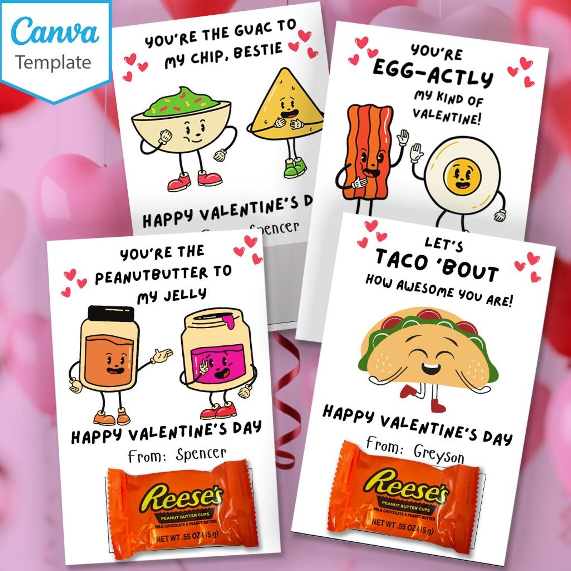 Editable Food Pun Valentine's Day Cards for Kids (digital Download) - Etsy