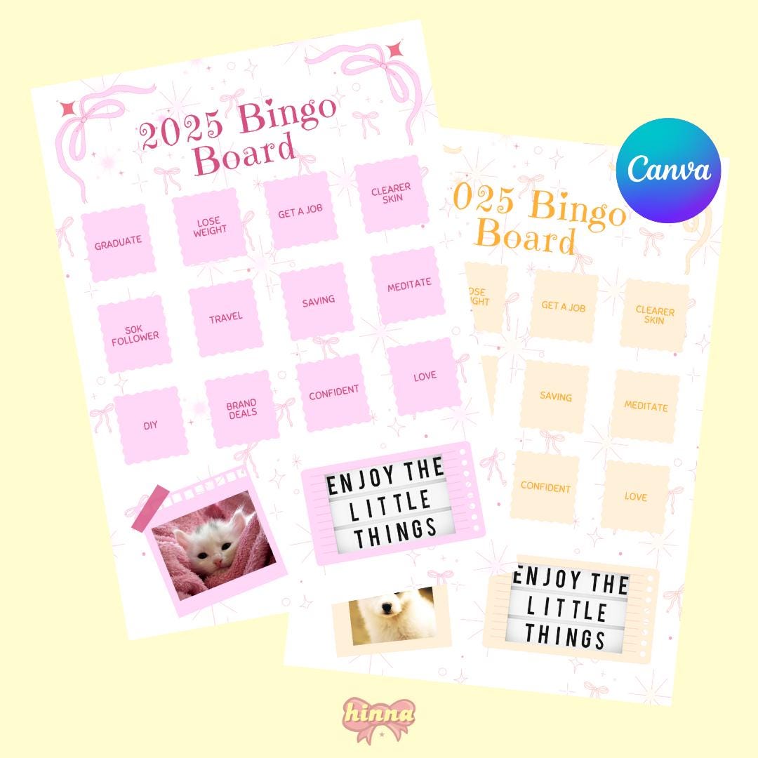 2025 Bingo Vision Board | Manifestation Goal | Planner | Poster | New ...