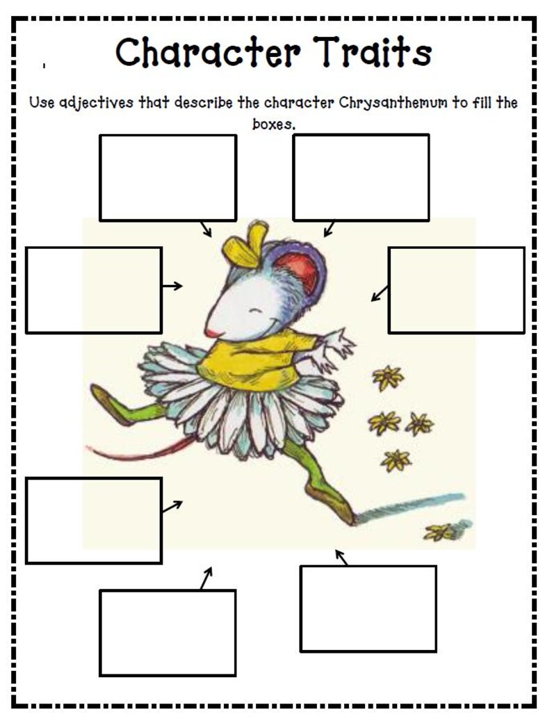 Chrysanthemum Character Traits Worksheet - Etsy