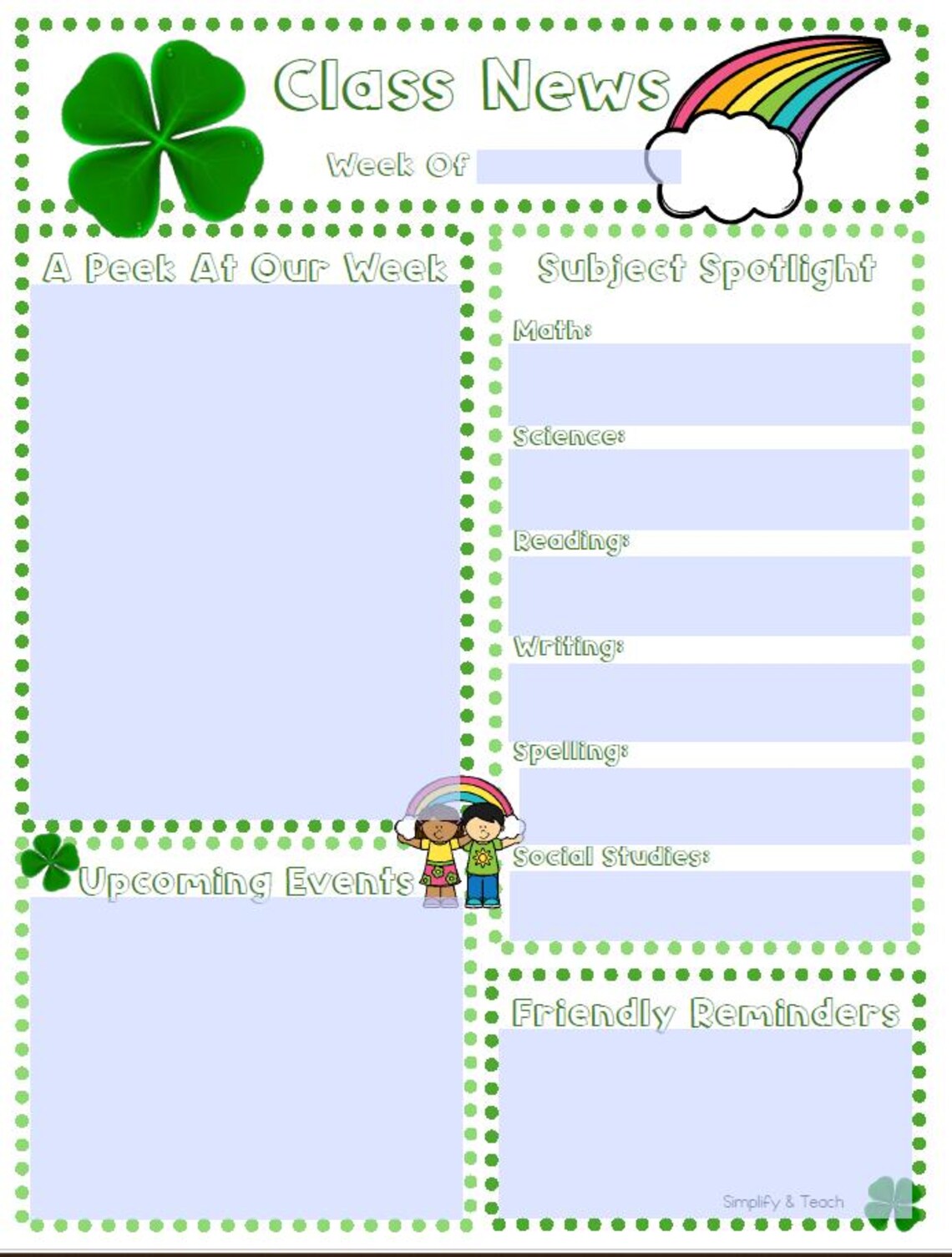 March Classroom Newsletter (fillable) - Etsy