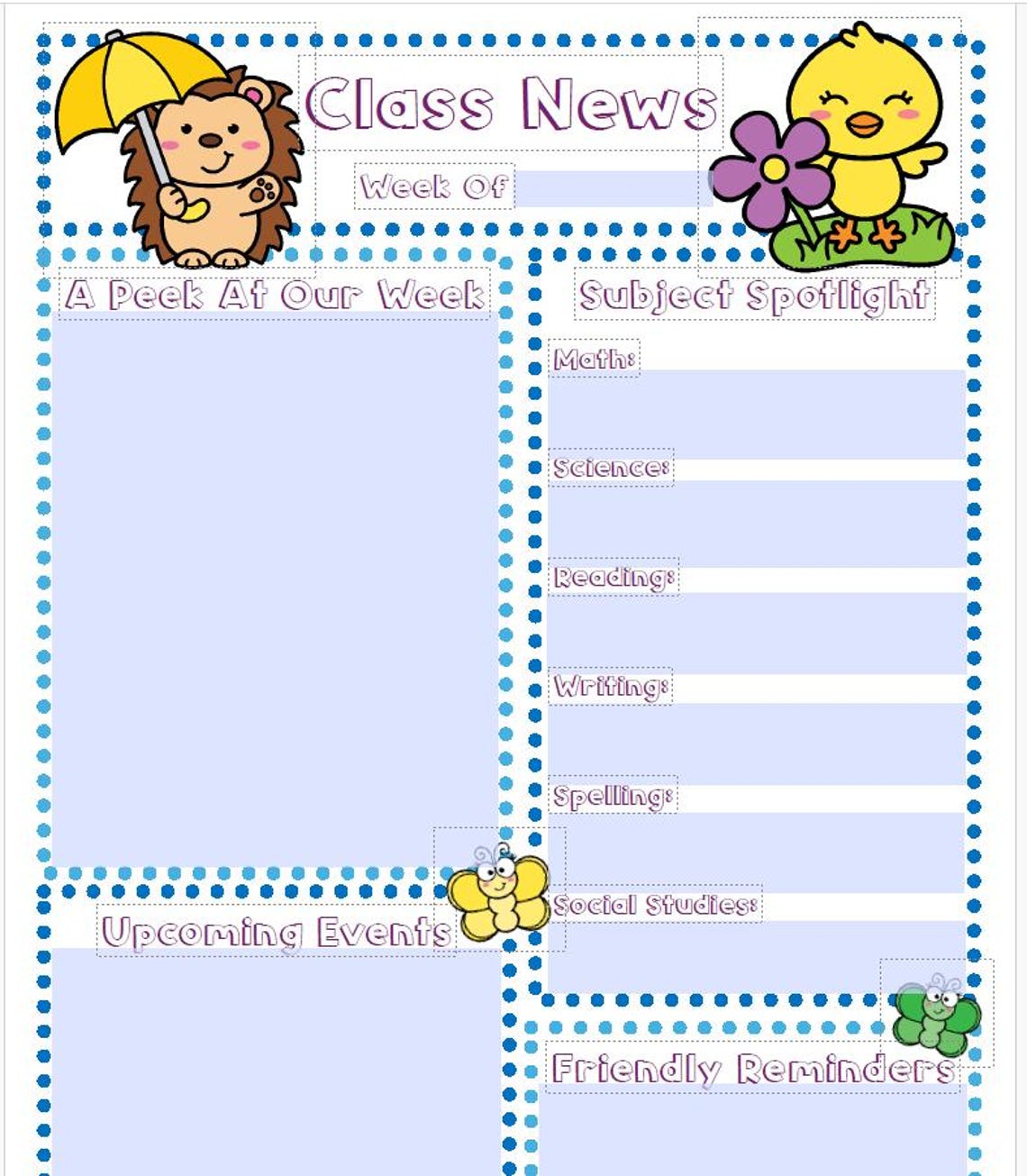 April Classroom Newsletter (fillable) - Etsy