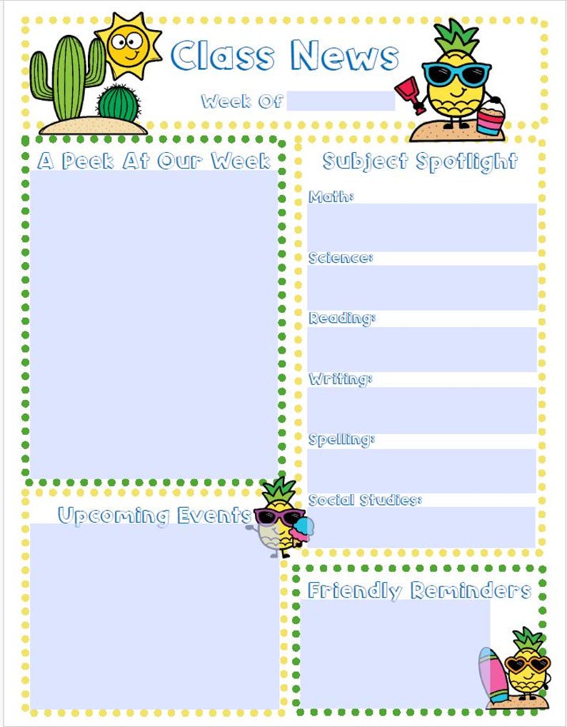 May Classroom Newsletter (fillable) - Etsy