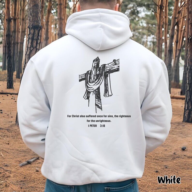 Men's Christian Hoodie With a Cross, Jesus Clothing, Bible Verse, Jesus ...