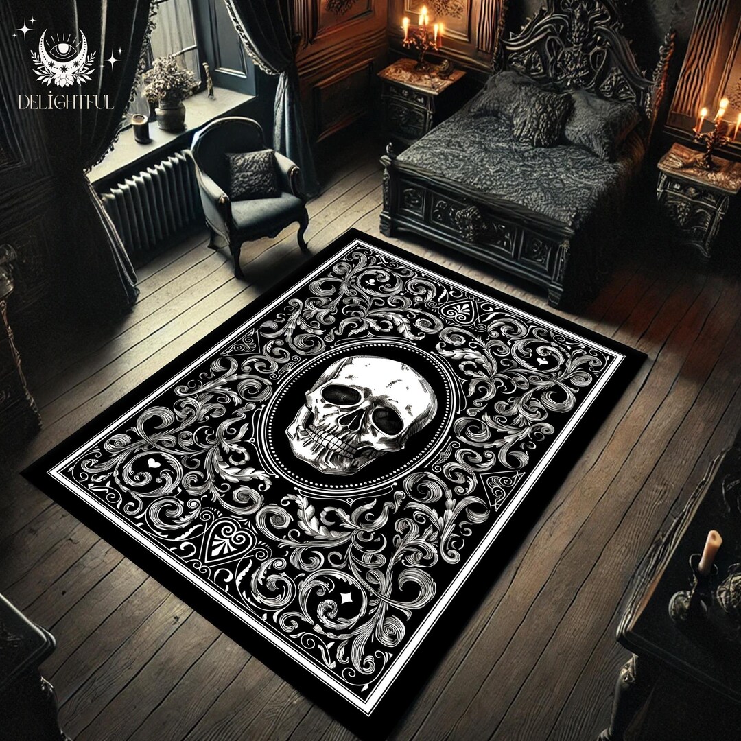 Gothic Skull Rug Dark Aesthetic Carpet for Gothic Home and Bedroom ...