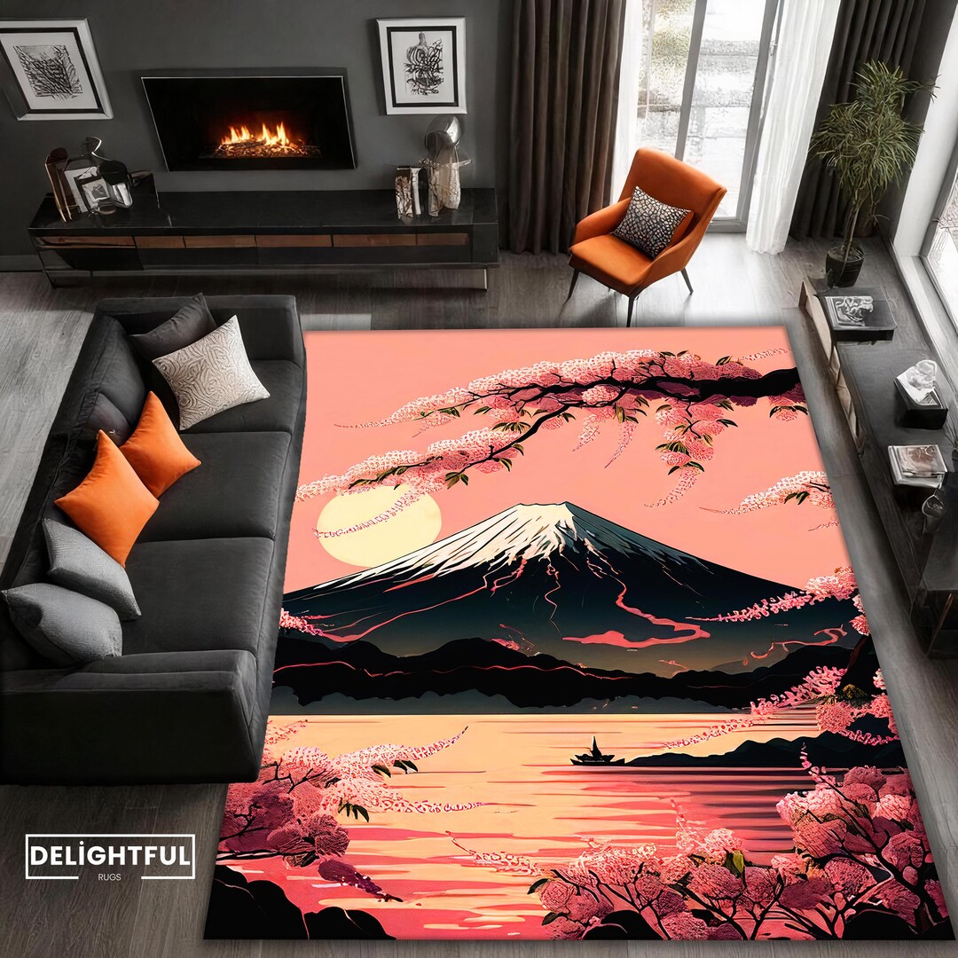 Japanese Art Rug, Mountain Rug Art, Japan Rug, Mountain Rug, Japan Home ...