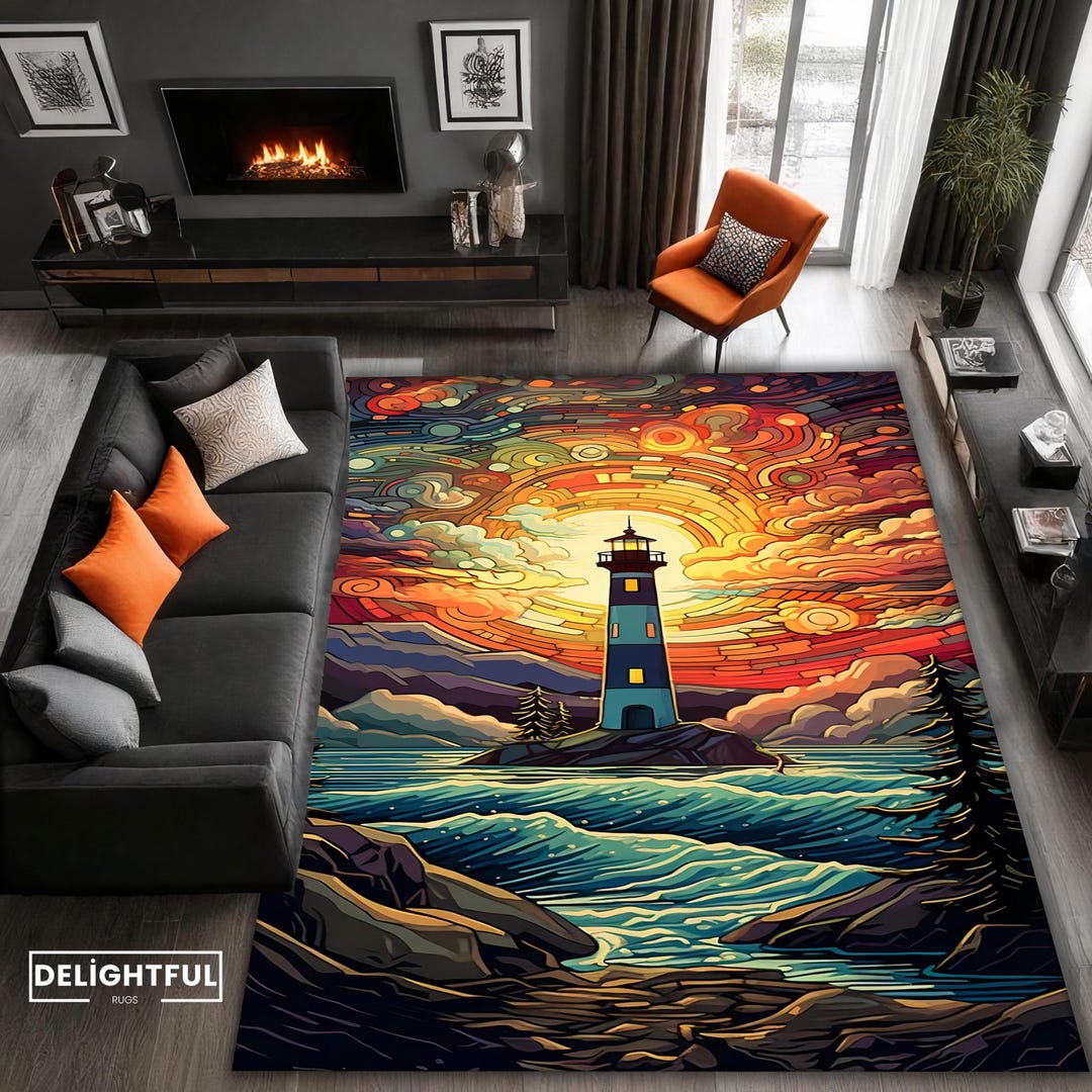 Lighthouse ,lighthouse Rug, Sea Rug, Ship Rug, Captain Rug, Marine Rug ...