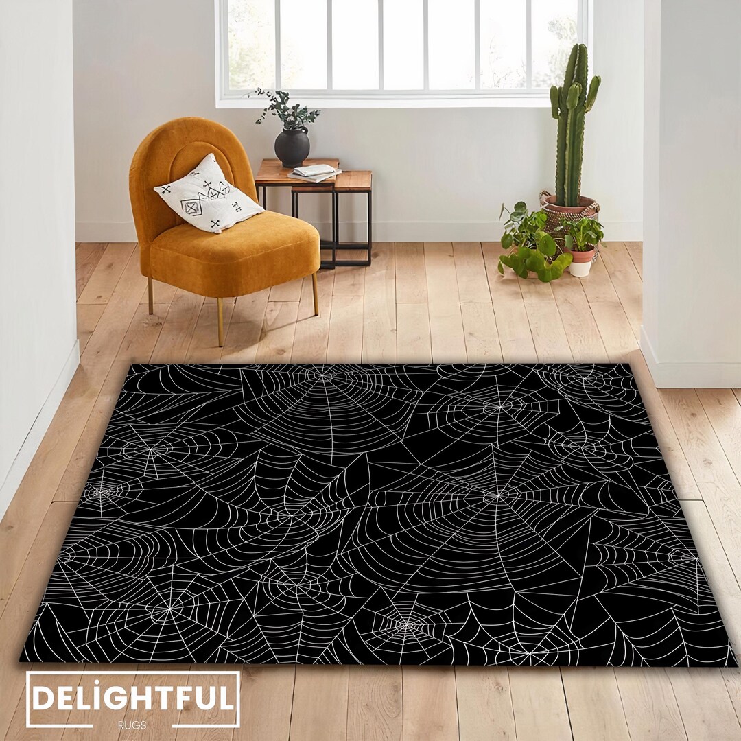 Spider Web Rug for Gothic Home Decor, Black Red Gothic Rug for ...