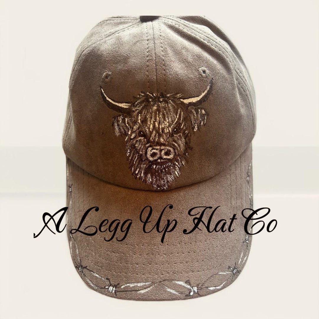 Vegan Suede Cap, Highland Cow, Barbed Wire Cap, Custom Cap - Etsy