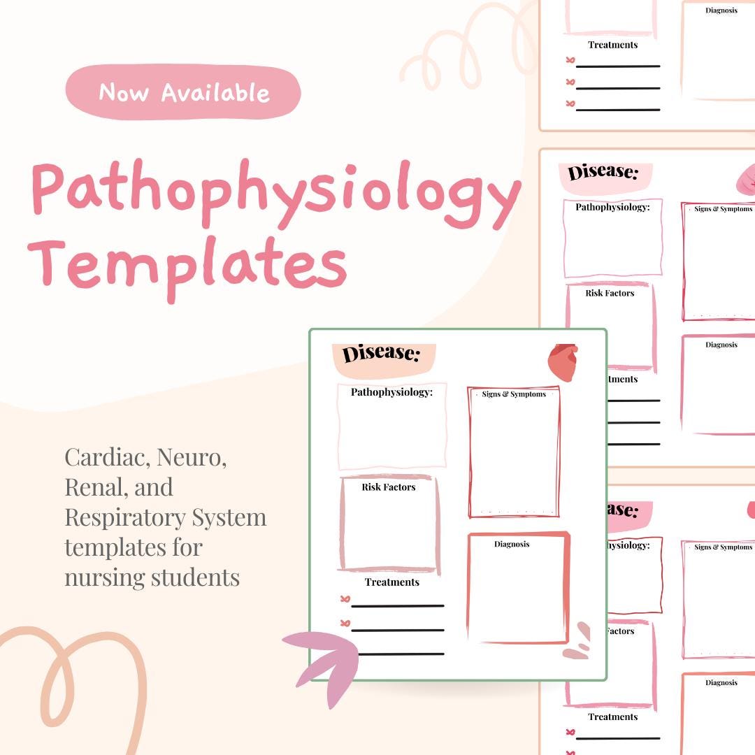 Pathophysiology Template for Nursing Students | Cardiac, Neuro, Renal ...