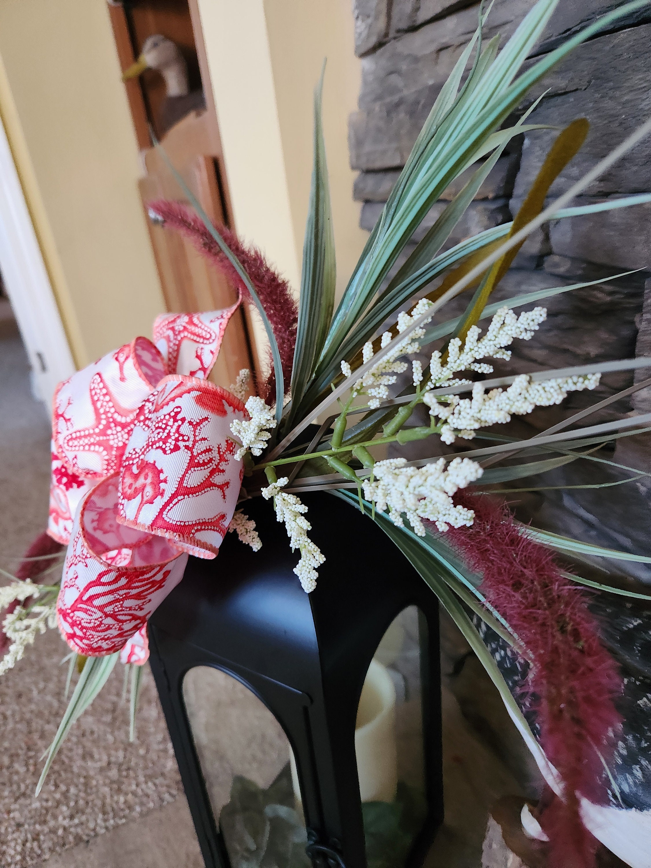 Nautical Beach Bow With Starfish Seahorse and Coral and Greenery. for ...